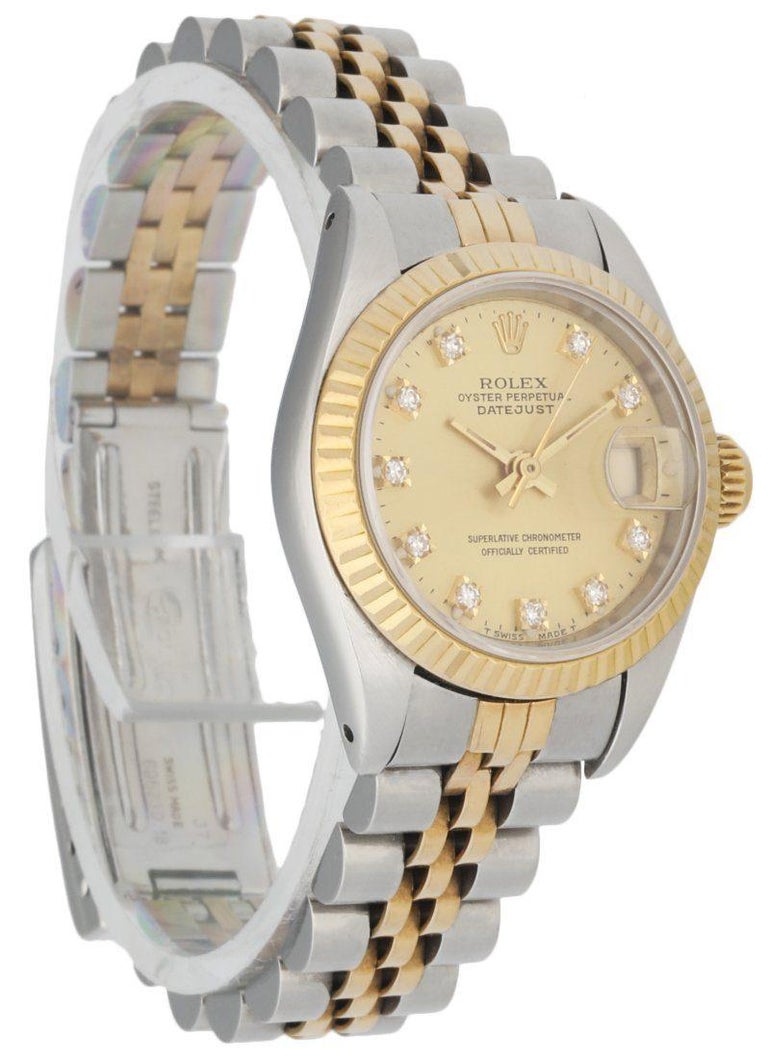 Rolex 69173 Stainless Steel and 18K Yellow Gold Diamond Dial Ladies ...