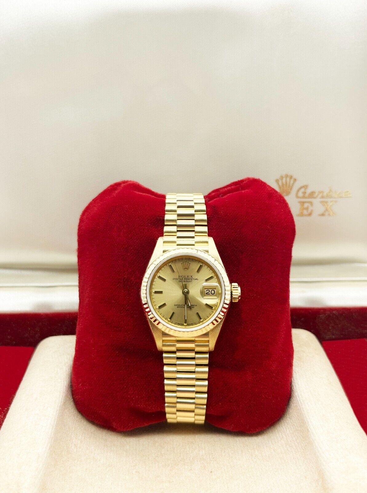Rolex 69178 Ladies President Datejust Champagne Dial 18K Yellow Gold ...