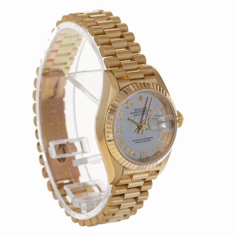 Rolex 69178 T Mirror Roman Dial Datejust President 18 Karat Gold Swiss ...