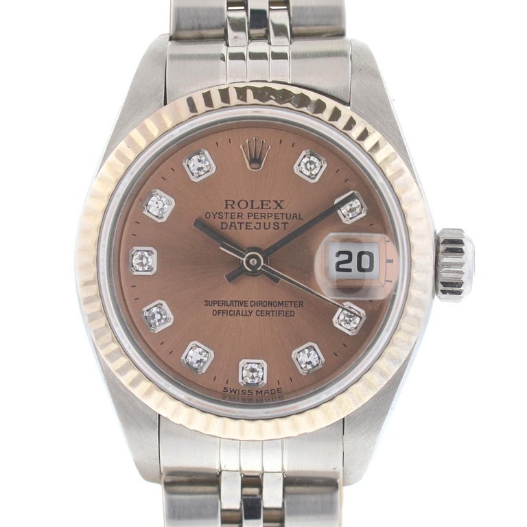 Rolex 79174 Datejust Stainless Steel Pink Salmon Diamond Dial Ladies ...