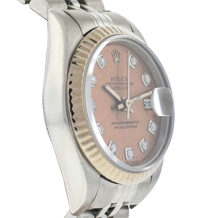 Rolex 79174 Datejust Stainless Steel Pink Salmon Diamond Dial Ladies ...