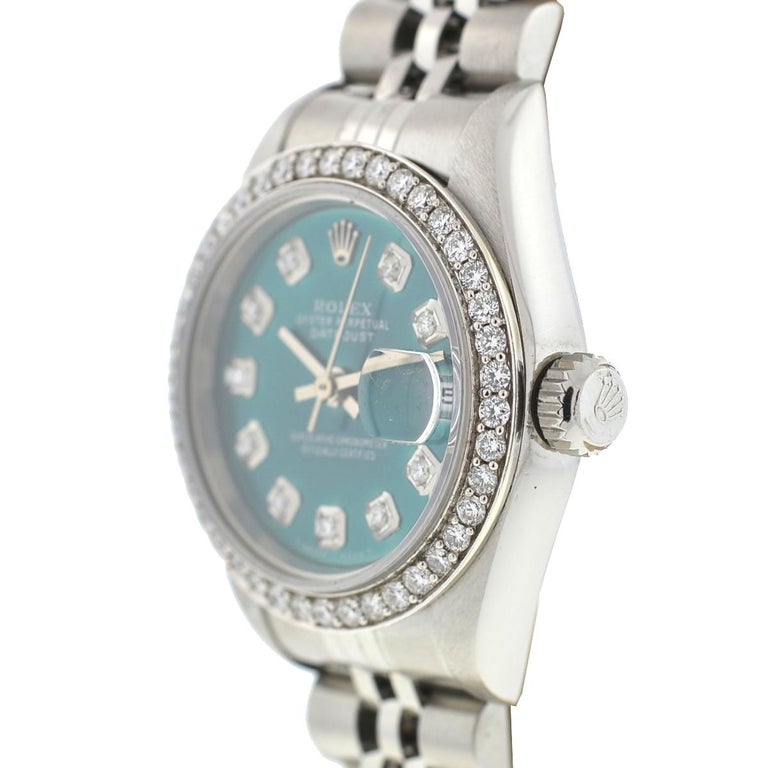 Rolex 79240 Datejust Turquoise Diamond Dial and Bezel Ladies Watch at ...