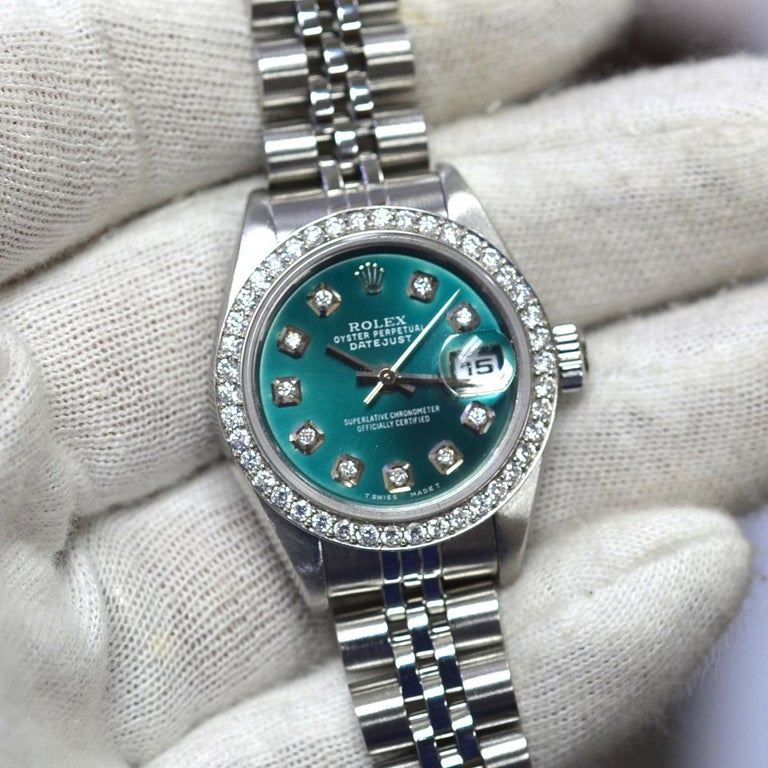 Rolex 79240 Datejust Turquoise Diamond Dial and Bezel Ladies Watch at ...