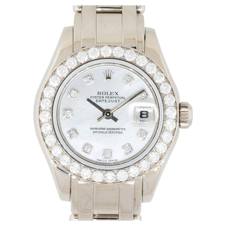 Rolex 80299 Datejust 18k White Gold Pearl Master Diamond Watch in Stock ...