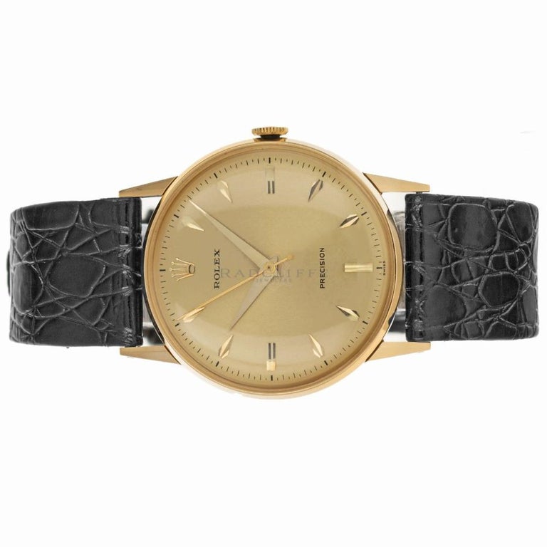 Rolex 8961 Precision 18 Karat Yellow Gold Champagne Stick Dial 351xxx ...