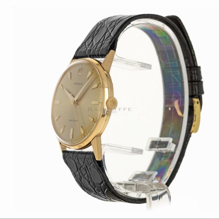 Rolex 8961 Precision 18 Karat Yellow Gold Champagne Stick Dial 351xxx ...