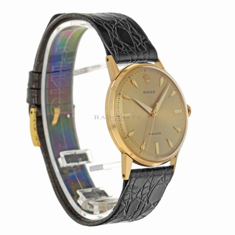 Rolex 8961 Precision 18 Karat Yellow Gold Champagne Stick Dial 351xxx ...