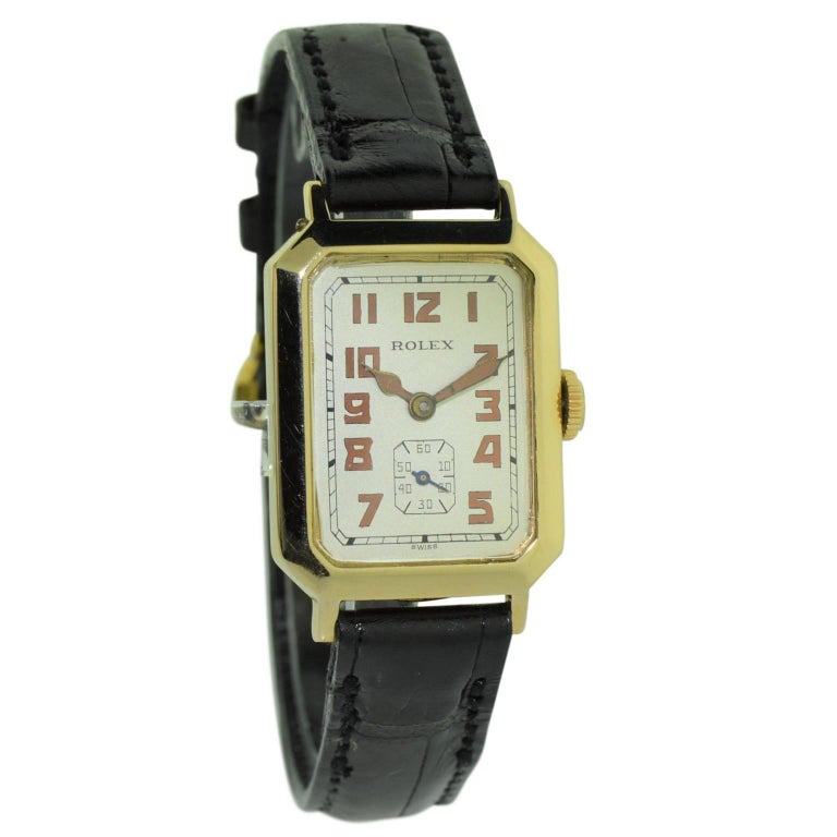 Rolex 9 Carat Yellow Gold English Market Art Deco Tank Style Watch from ...