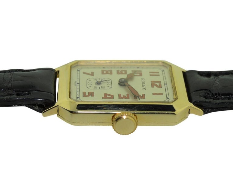 Rolex 9 Carat Yellow Gold English Market Art Deco Tank Style Watch from ...