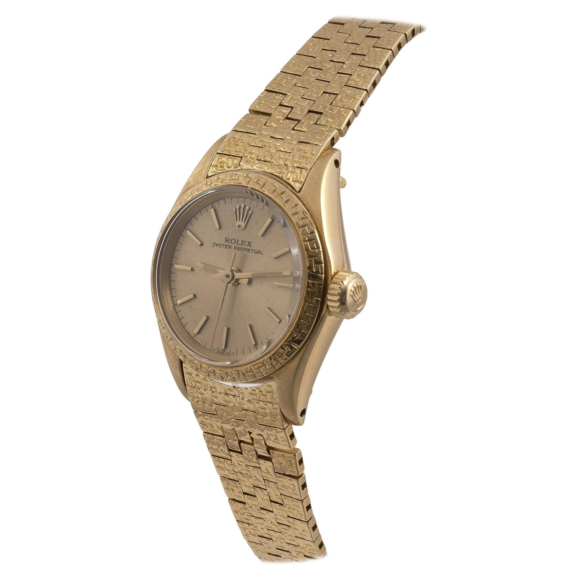 Rolex Lady's Yellow Gold Square Mesh Bracelet Wristwatch at 1stDibs