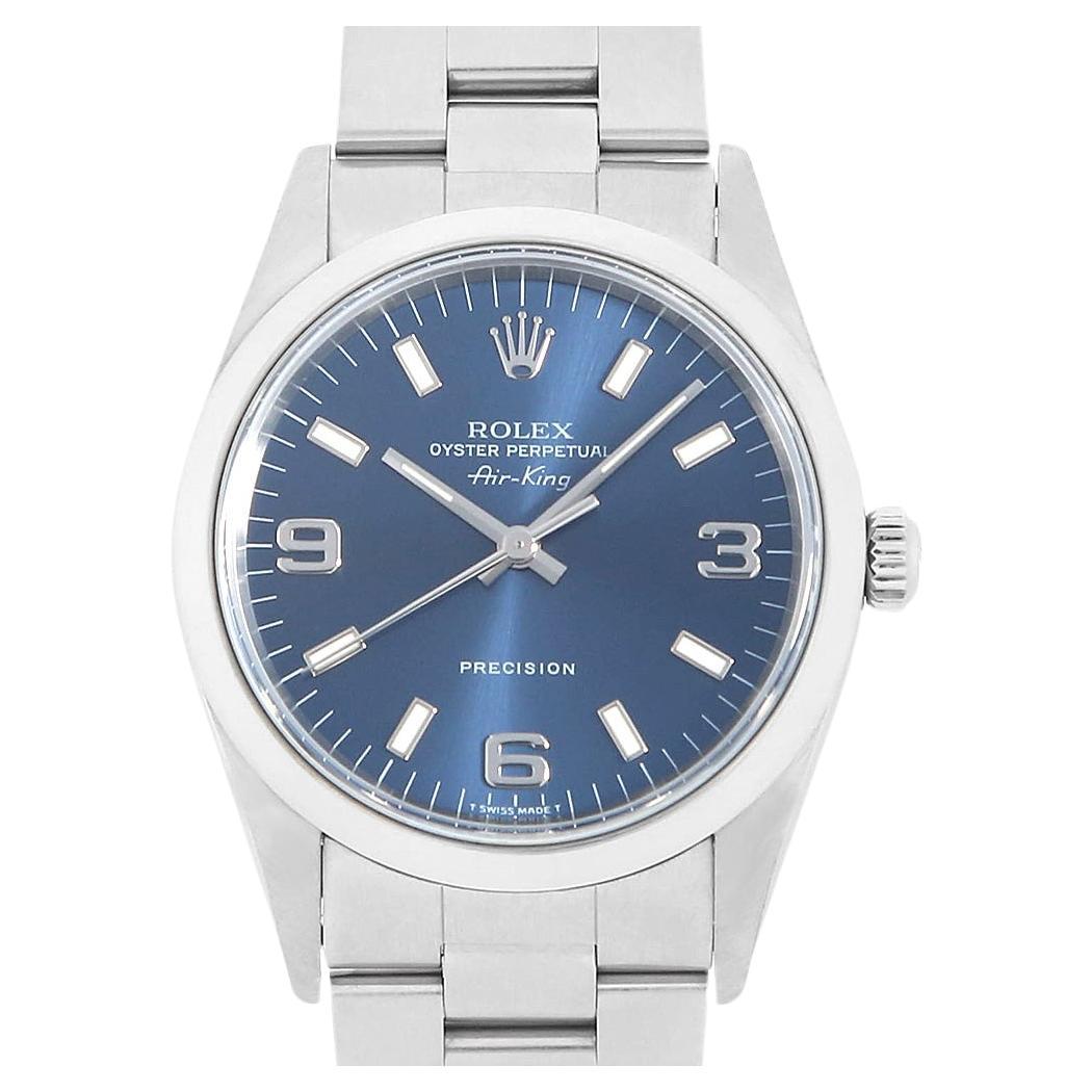 Rolex Air King 14000 Blue 369 White Bar Dial U Series - Vintage Men's ...