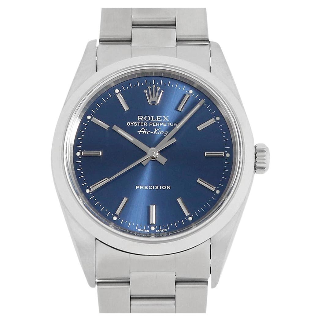 Rolex Air King 14000M Blue Bar Dial, Y Series, Authentic Men's Luxury ...