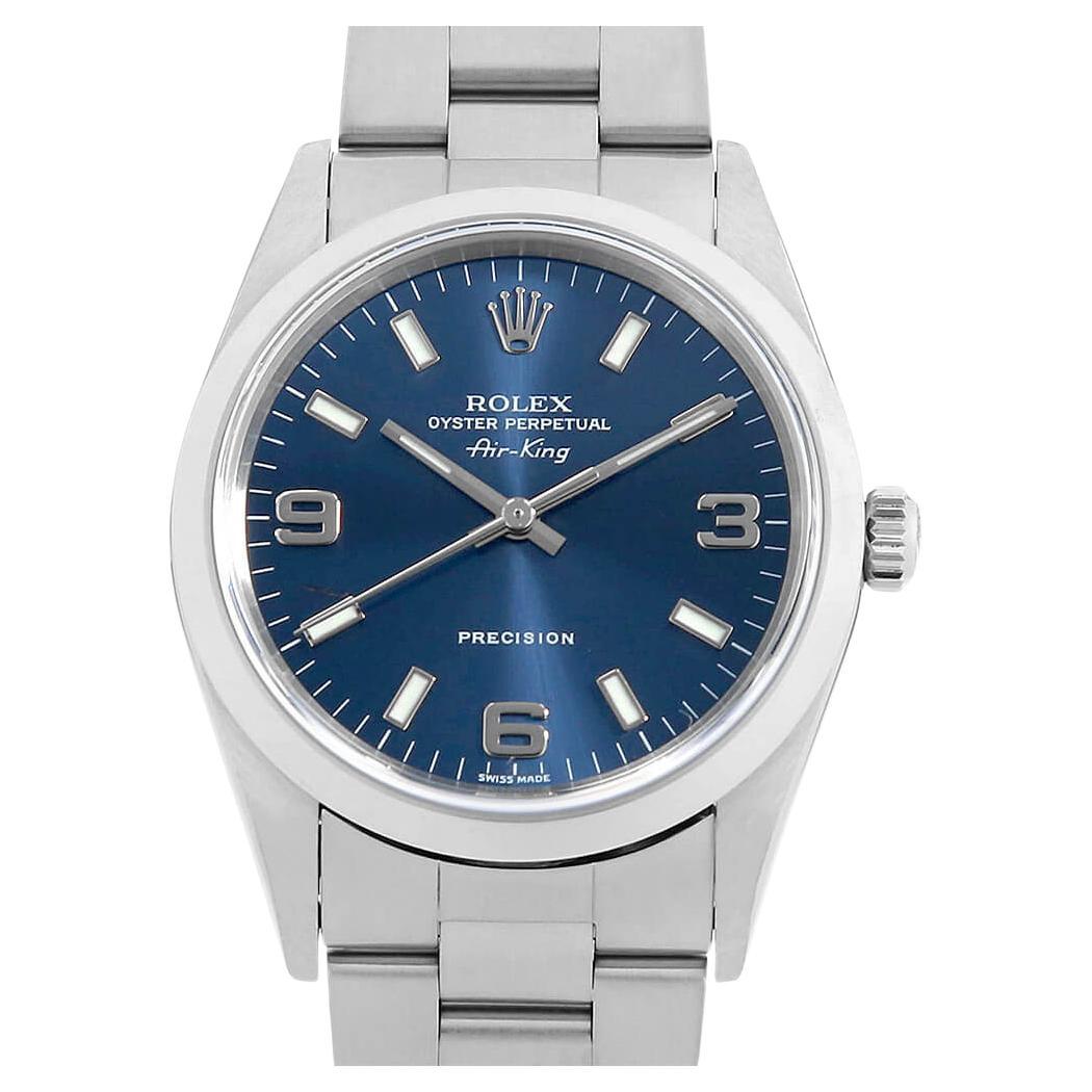 Rolex Air King 14000M Blue Dial 369 White Bar, K Serial, Pre-Owned Men ...