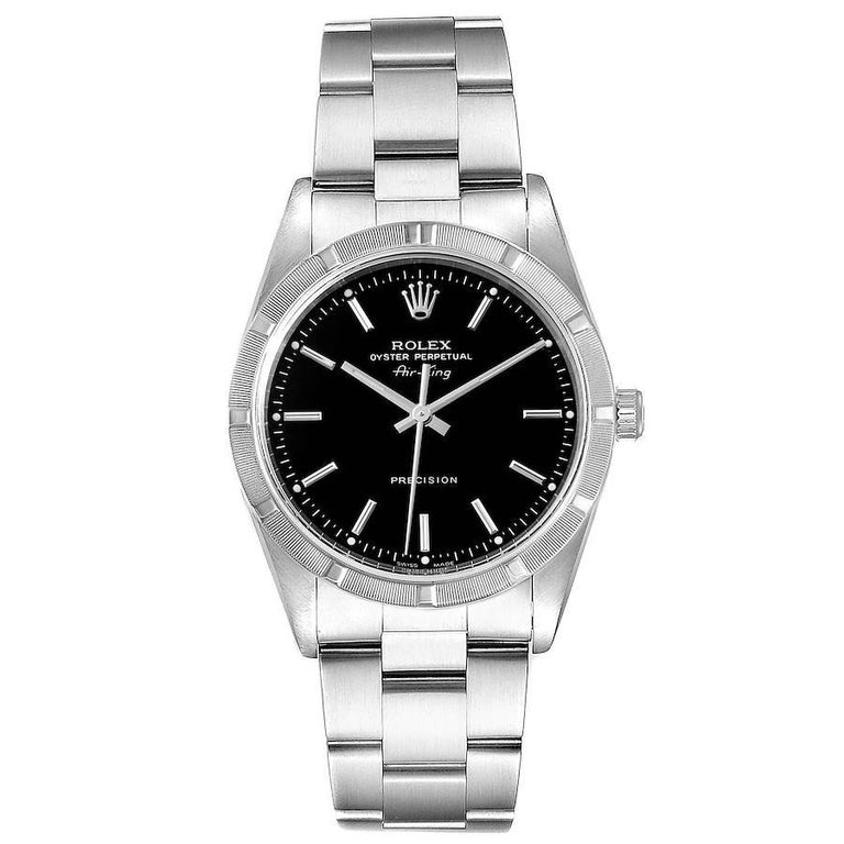 Rolex Air King 34 Black Dial Oyster Bracelet Steeel Men's Watch 14010 ...