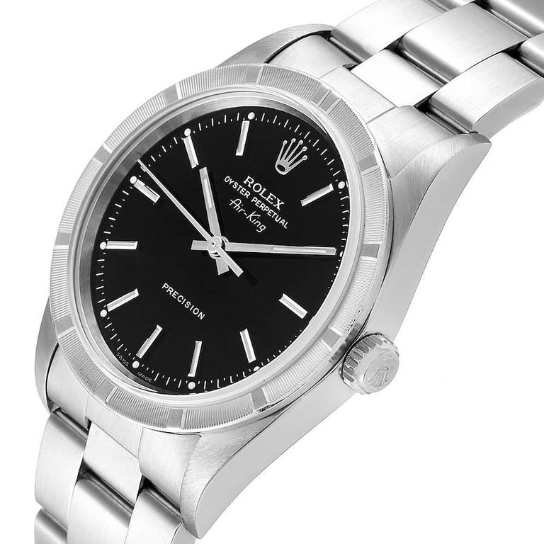 Rolex Air King 34 Black Dial Oyster Bracelet Steeel Men's Watch 14010 ...