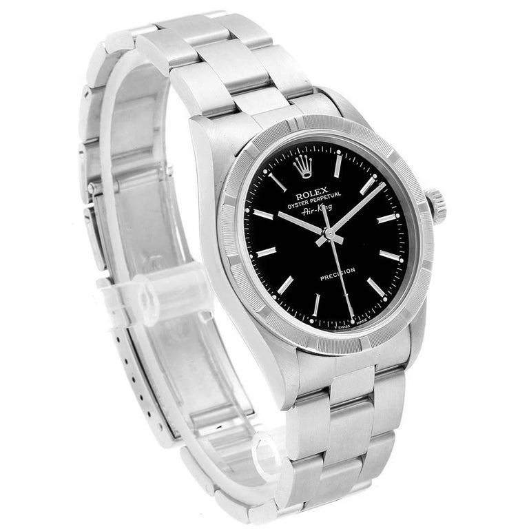 Rolex Air King 34 Black Dial Oyster Bracelet Steeel Men's Watch 14010 ...