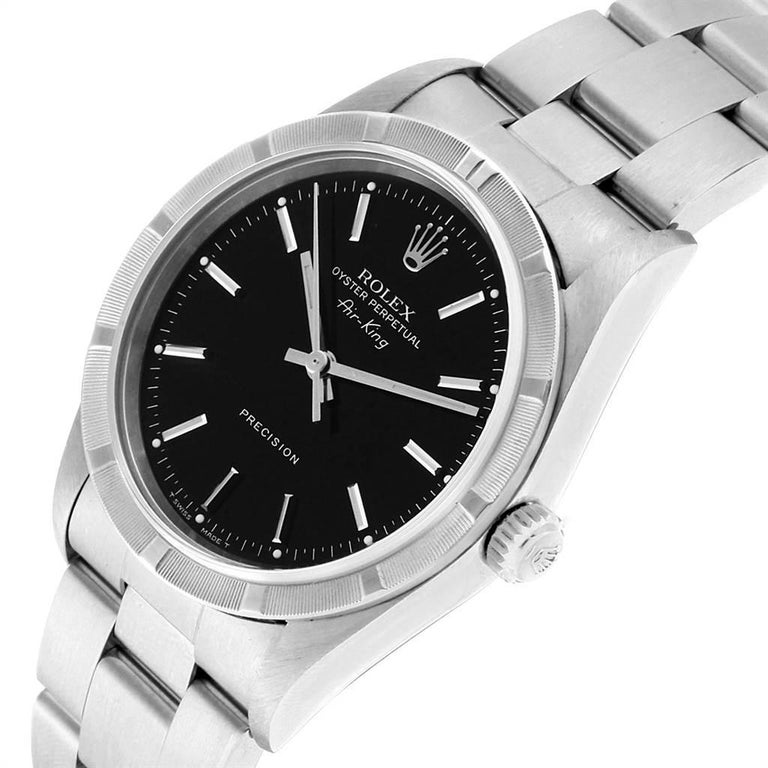 Rolex Air King 34 Black Dial Oyster Bracelet Steeel Men's Watch 14010 ...