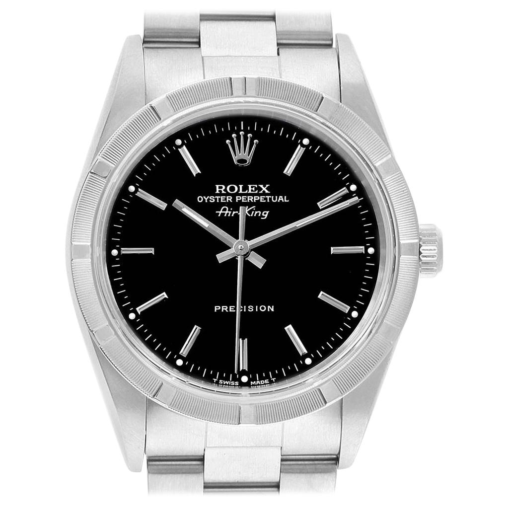 Rolex Air King 34 Black Dial Oyster Bracelet Steeel Men's Watch 14010 ...