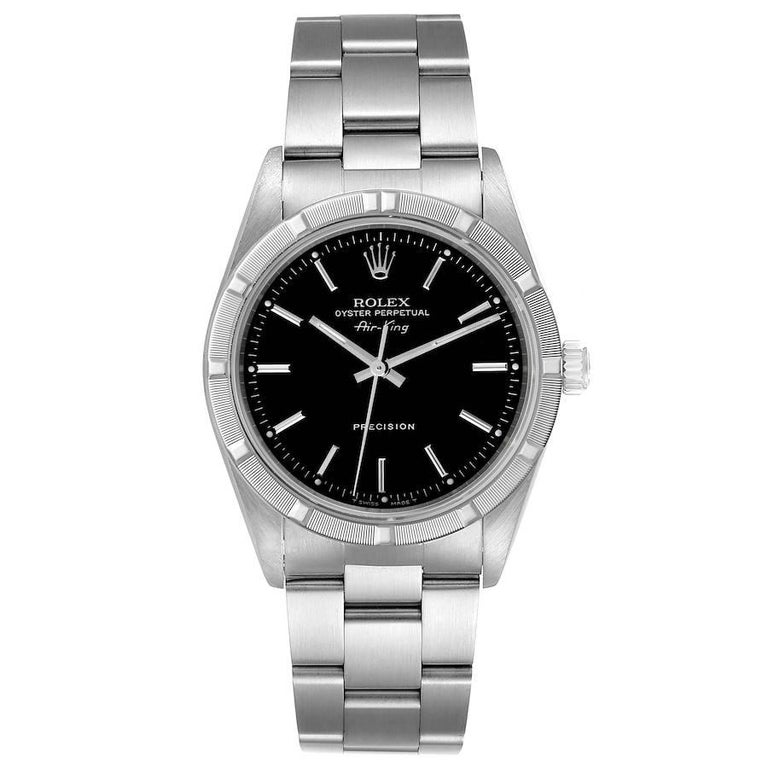 Rolex Air King 34 Black Dial Oyster Bracelet Steel Mens Watch 14010 For ...