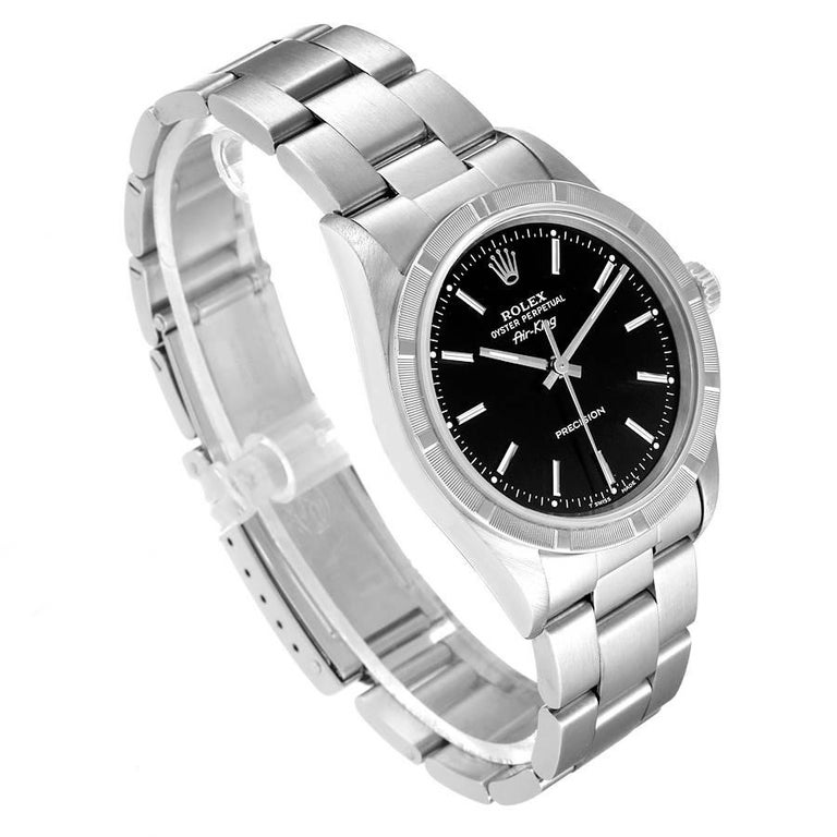 Rolex Air King 34 Black Dial Oyster Bracelet Steel Mens Watch 14010 For ...