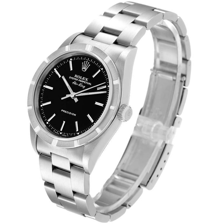 Rolex Air King 34 Black Dial Oyster Bracelet Steel Mens Watch 14010 For ...