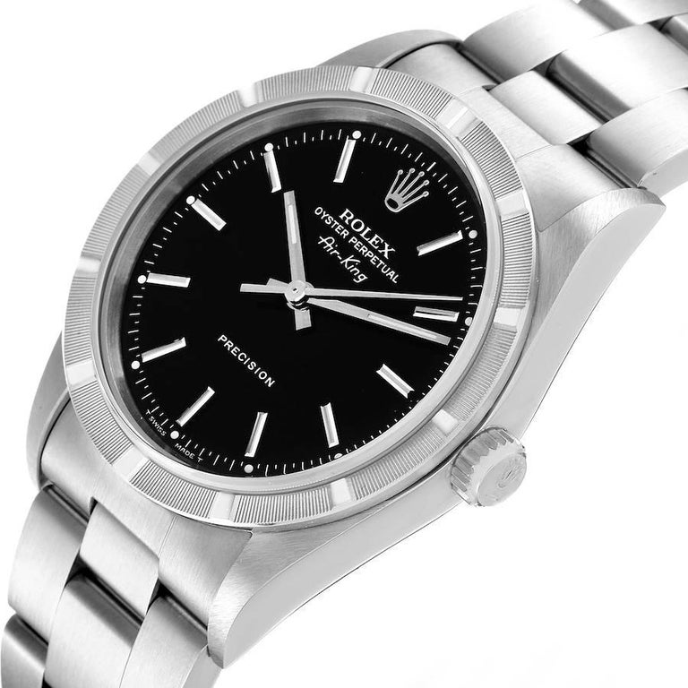 Rolex Air King 34 Black Dial Oyster Bracelet Steel Mens Watch 14010 For ...