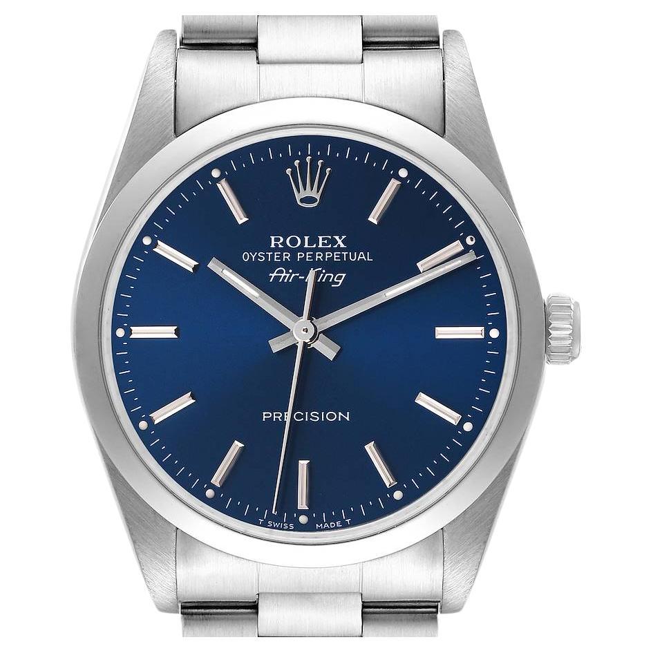 Rolex Air King 34mm Steel Black Dial Domed Bezel Mens Watch 14000 Box ...