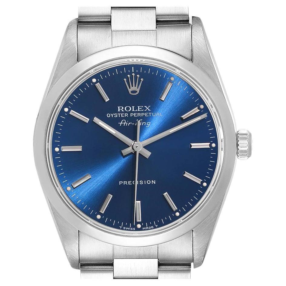 Rolex Air King 34 Blue Dial Smooth Bezel Steel Mens Watch 14000 For ...