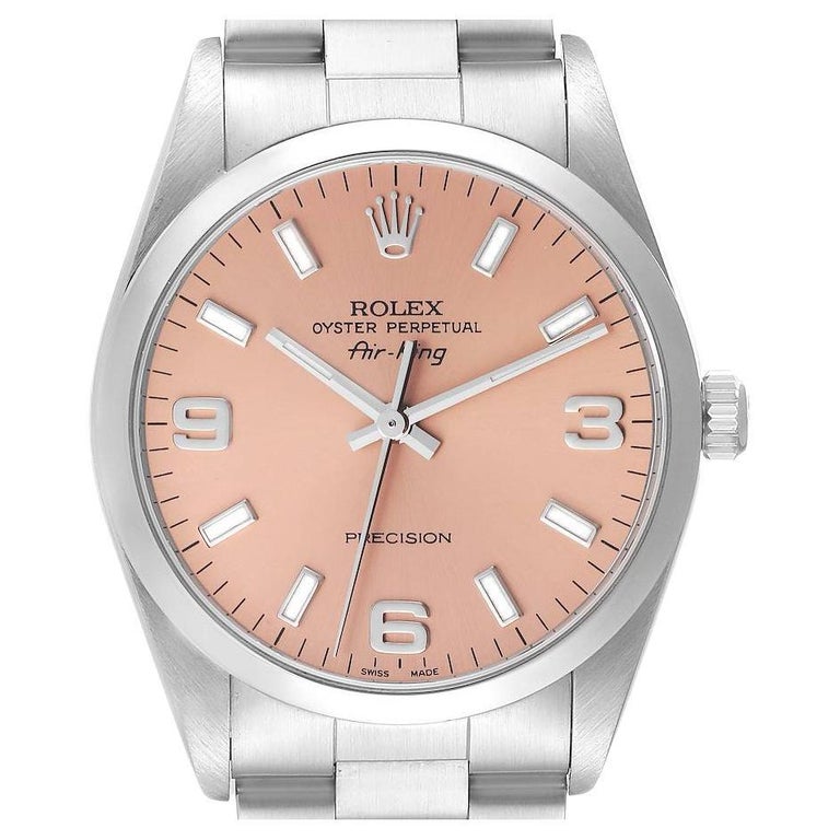 Rolex Air King 34 Salmon Baton Dial Domed Bezel Steel Watch 14000 For ...