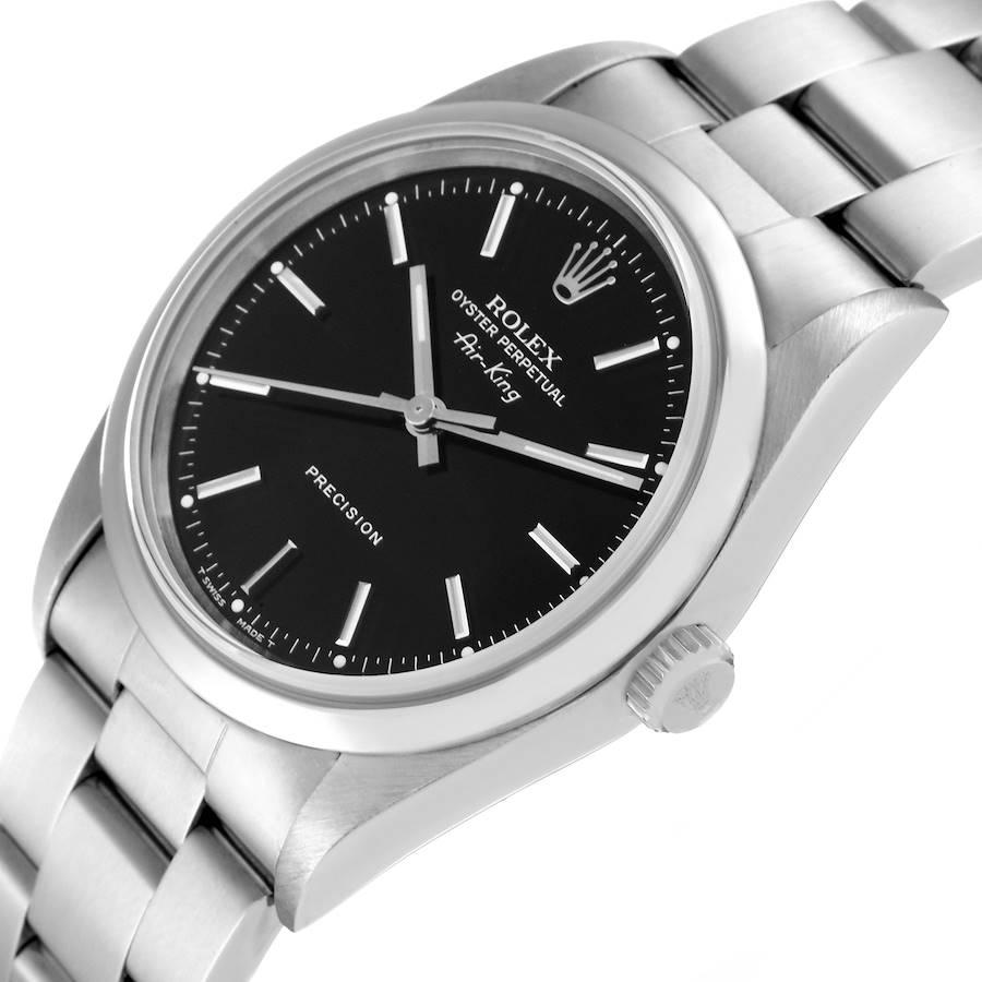 Rolex Air King 34mm Black Dial Smooth Bezel Steel Mens Watch 14000 Box ...