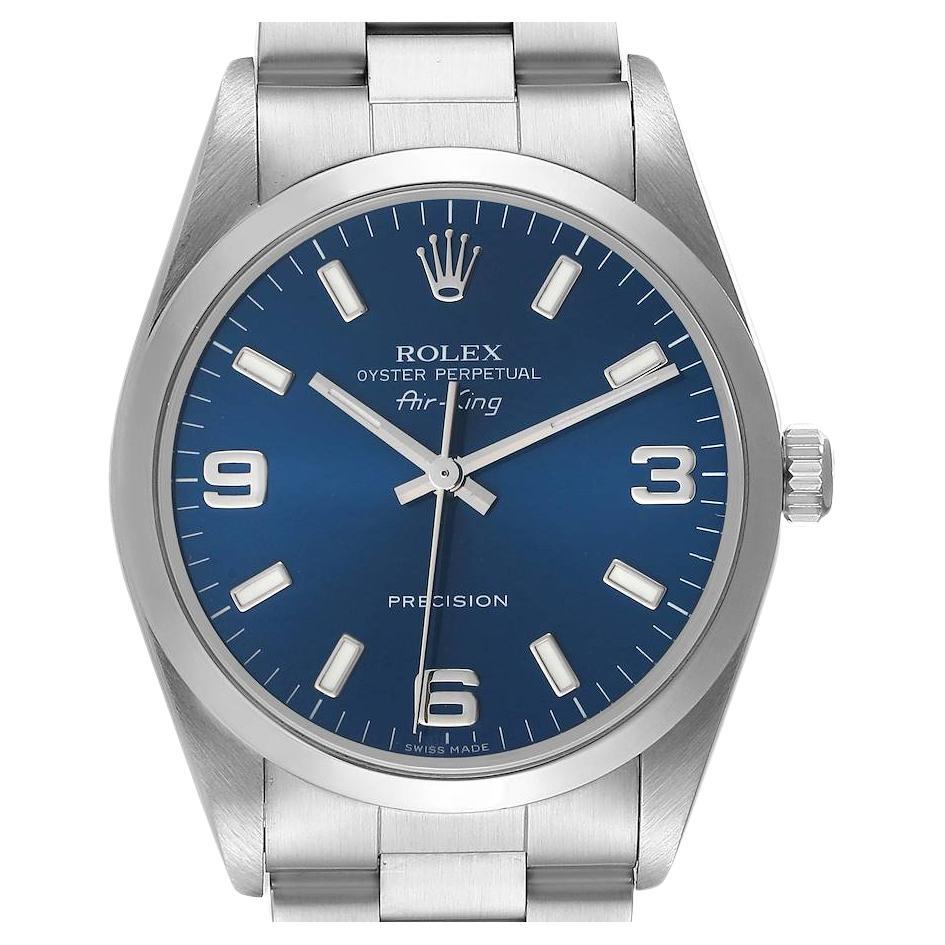Rolex Air King 34 Salmon Baton Dial Domed Bezel Steel Mens Watch 14000 ...