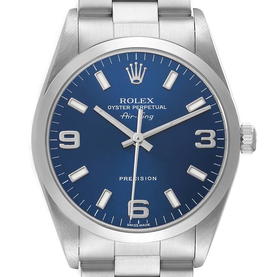 Rolex Air King 34mm Blue Dial Domed Bezel Steel Mens Watch 14000 at 1stDibs