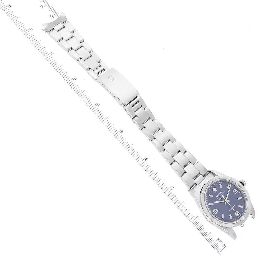 Rolex Air King Blue Dial Engine Turned Bezel Steel Mens Watch 14010 at ...