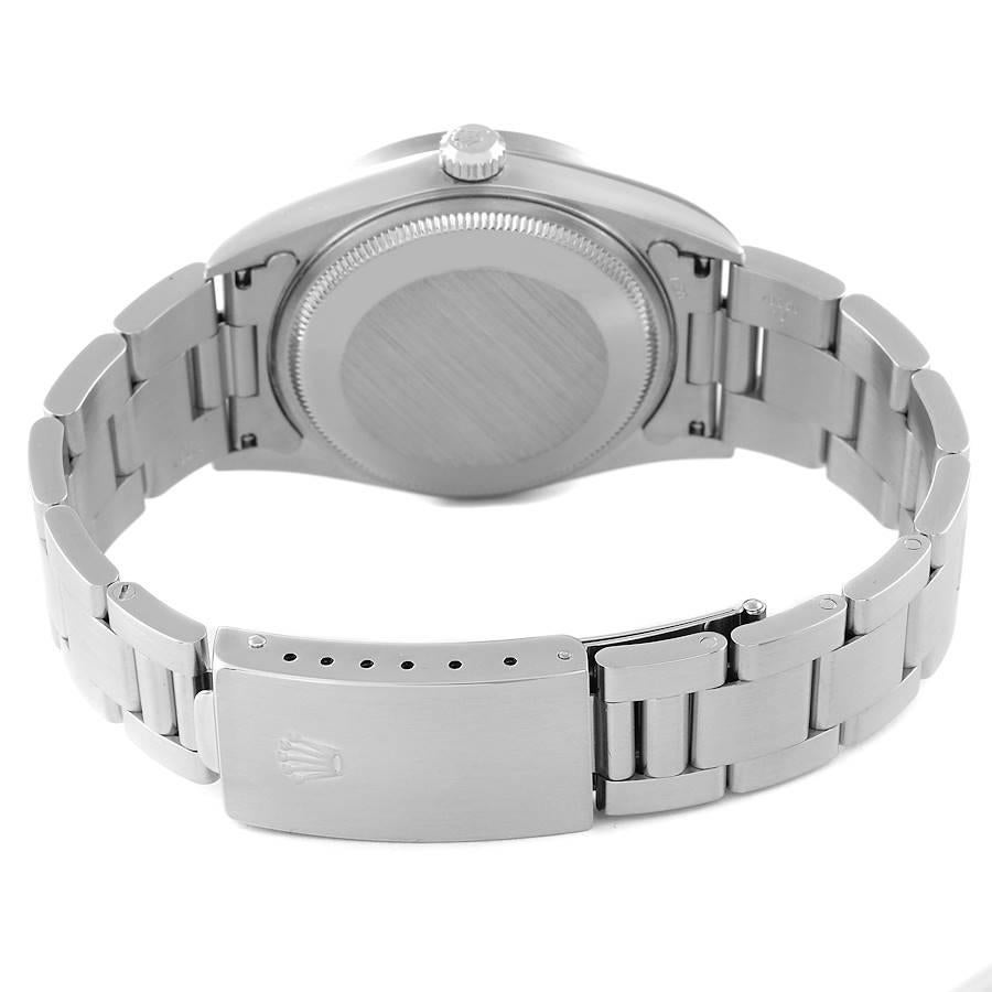 Rolex Air King Blue Dial Engine Turned Bezel Steel Mens Watch 14010 at ...