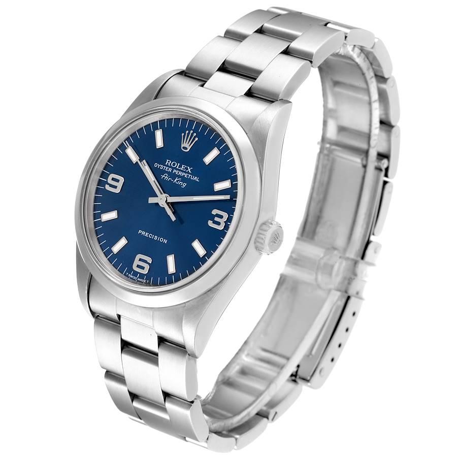 Rolex Air King 34mm Blue Dial Smooth Bezel Steel Mens Watch 14000 For ...