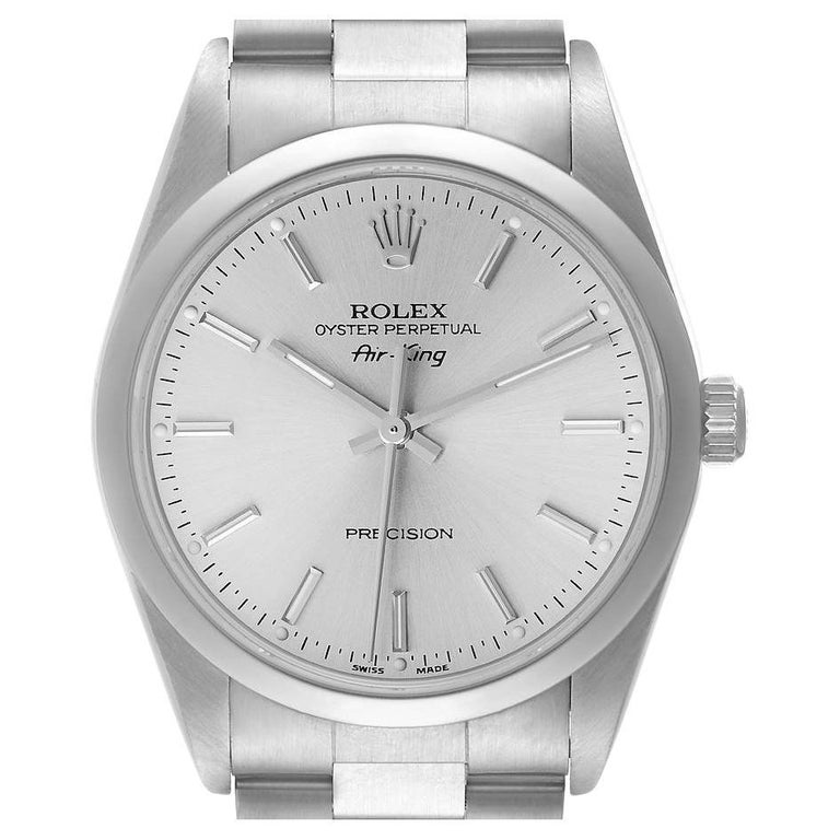 Rolex Air King Silver Dial Smooth Bezel Steel Mens Watch 14000 Box ...