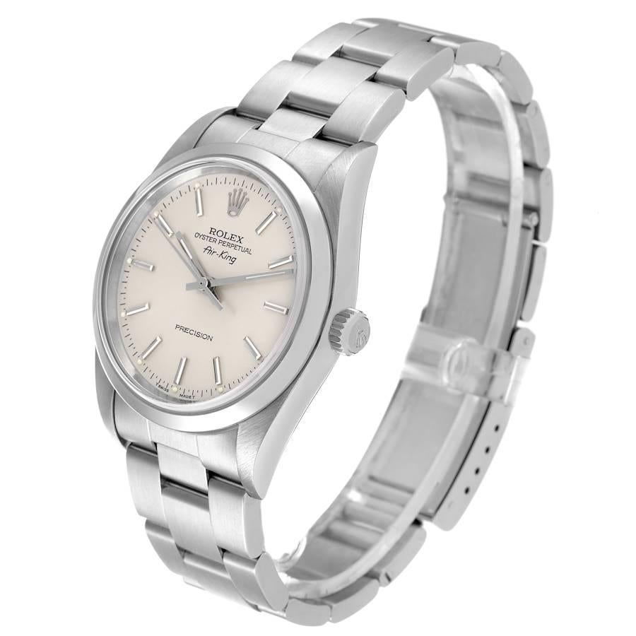 Rolex Air King Silver Dial Smooth Bezel Steel Mens Watch 14000 at 1stDibs