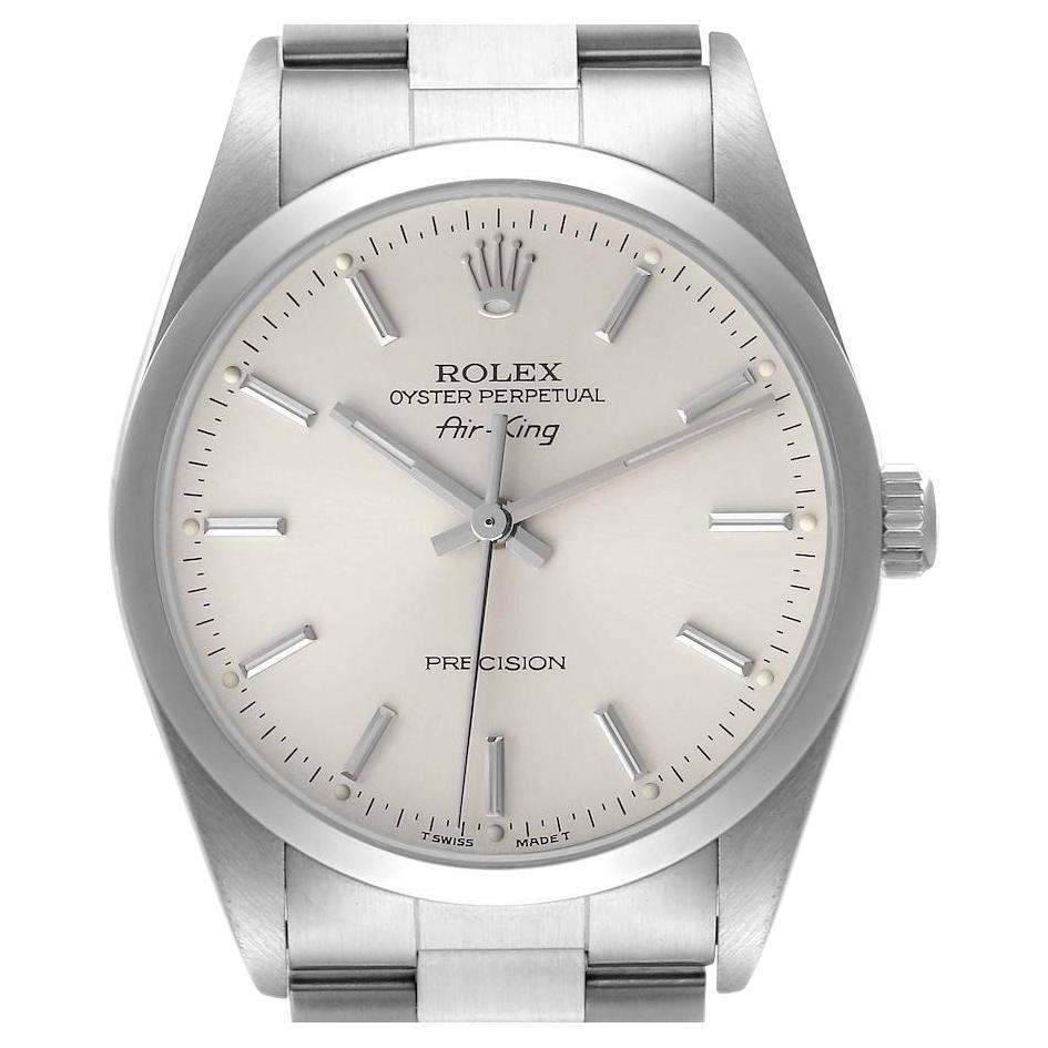 Rolex Air King Silver Dial Smooth Bezel Steel Mens Watch 14000 at 1stDibs
