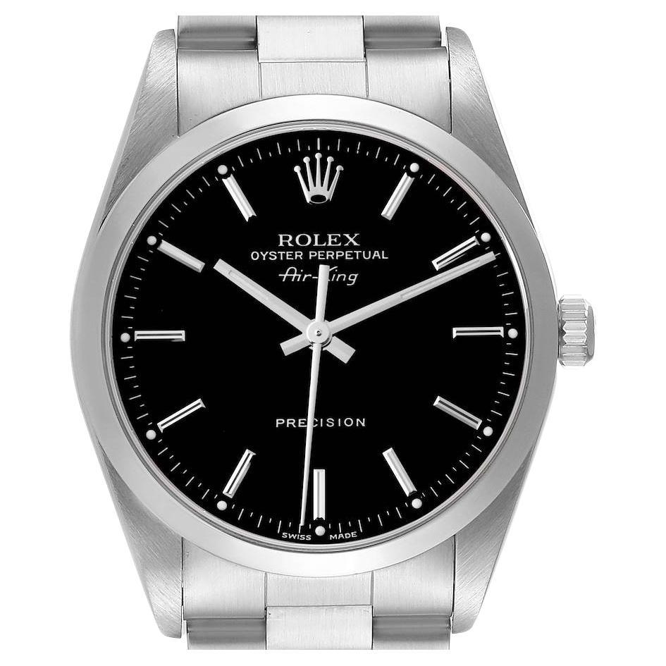 Rolex Air King 34 Black Dial Domed Bezel Steel Men's Watch 14000 For ...