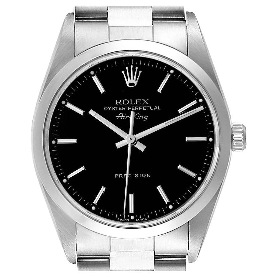 Rolex Air King 34 Black Dial Domed Bezel Steel Men's Watch 14000 For ...