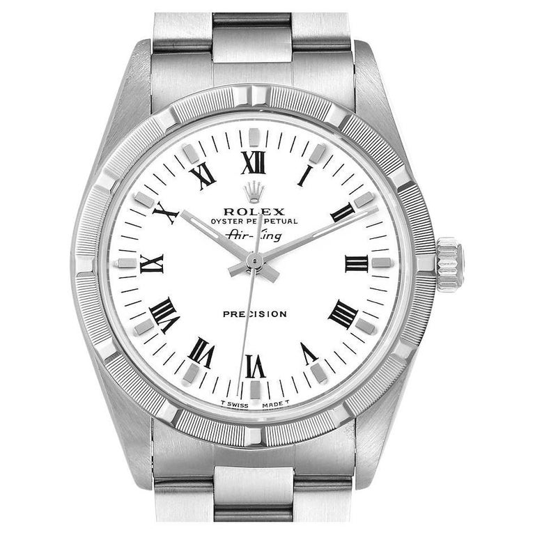 Rolex Air King White Roman Dial Steel Mens Watch 14010 Box Papers For ...