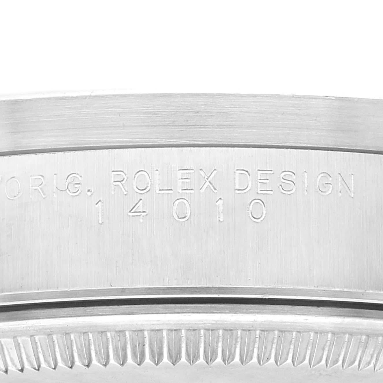 Rolex Air King Blue Dial Engine Turned Bezel Steel Mens Watch 14010 Box ...