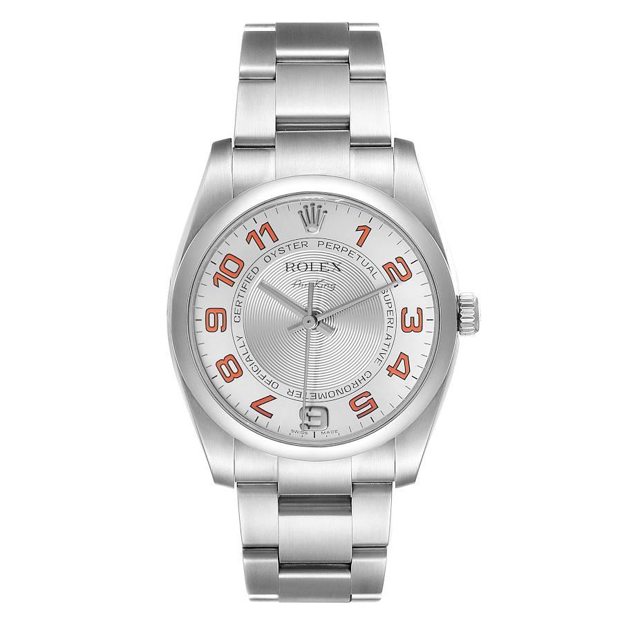 Rolex Air King Concentric Silver Orange Dial Mens Watch 114200 For Sale ...