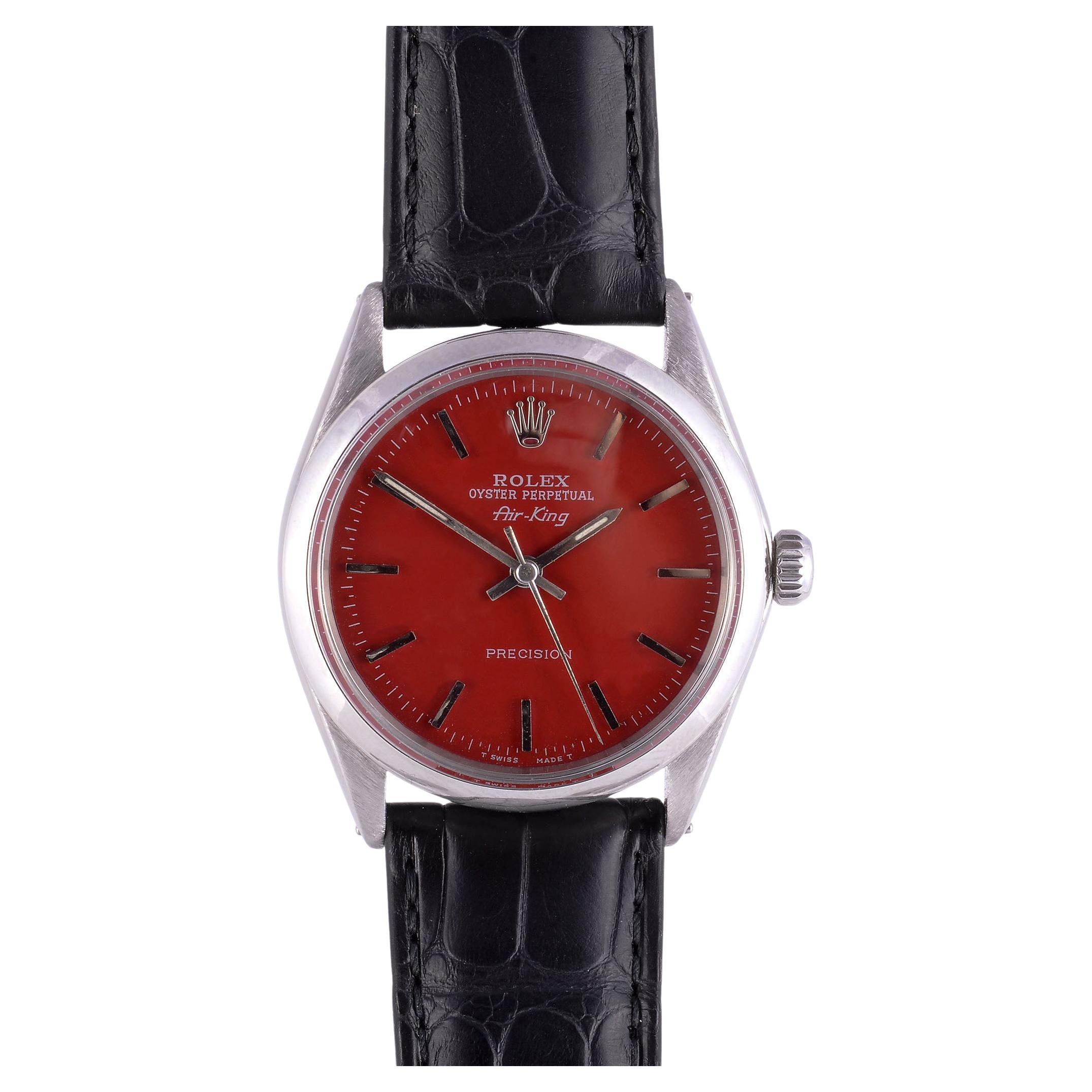 Rolex Steel Air King with a Custom Red Dial and Original Oyster ...