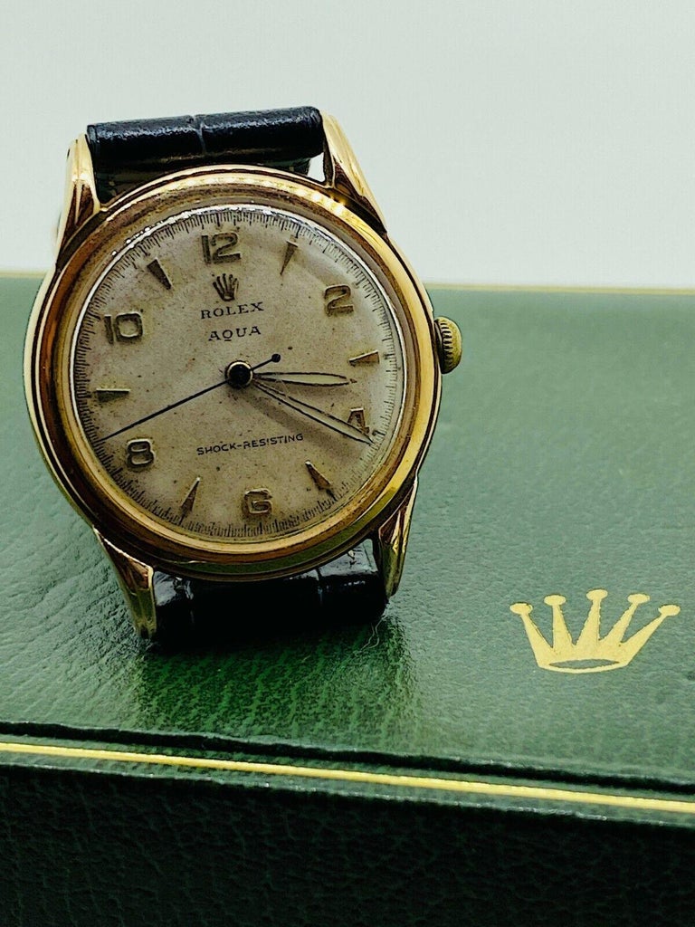 Rolex Aqua 10ct Rose Gold Vintage circa 1950s Mens' Watch, All Original ...