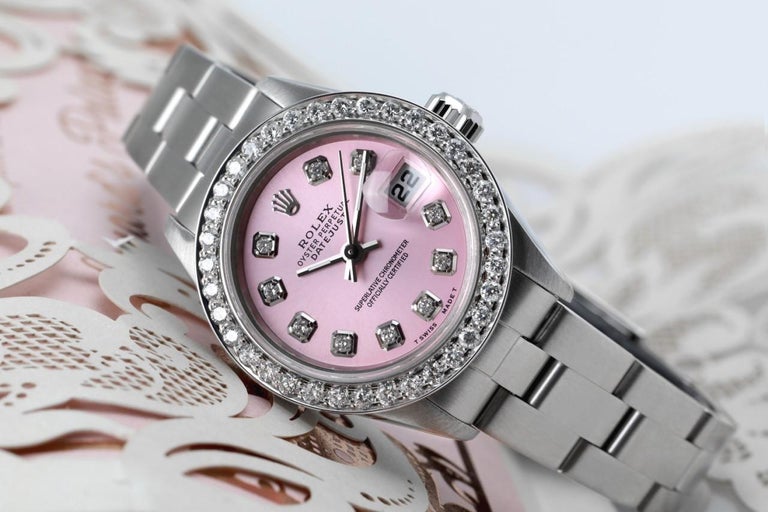Rolex Baby Light Matte Pink Datejust SS Oyster Bracelet Diamond Bezel ...