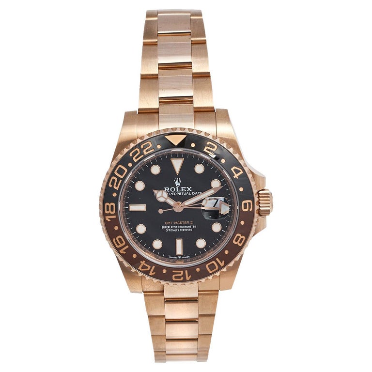 Rolex Black 18K Rose Gold GMT-Master II 126715 Men's Wristwatch 40 mm ...