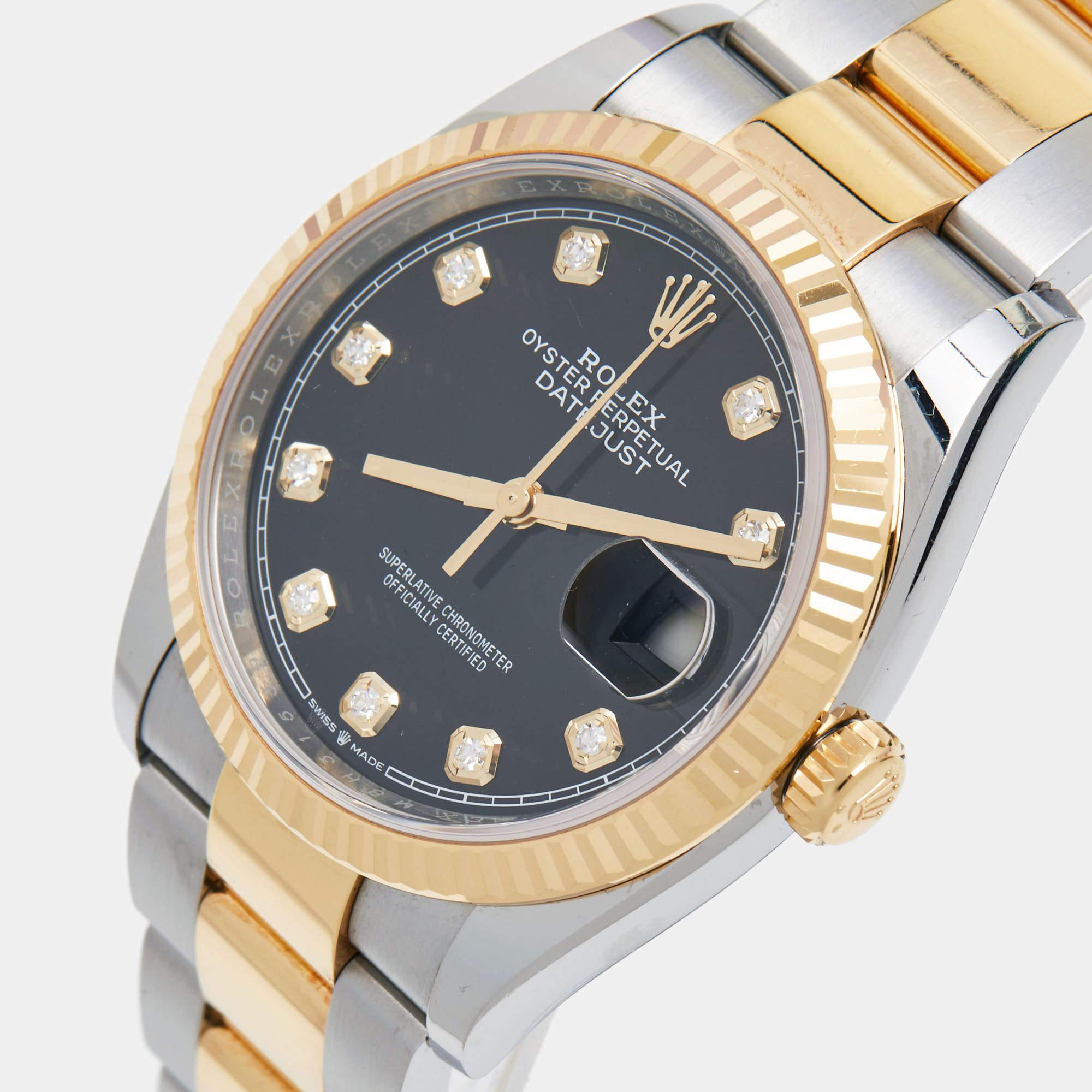 Rolex Black 18K Yellow Gold Oystersteel Datejust M126233-00022 Unisex ...