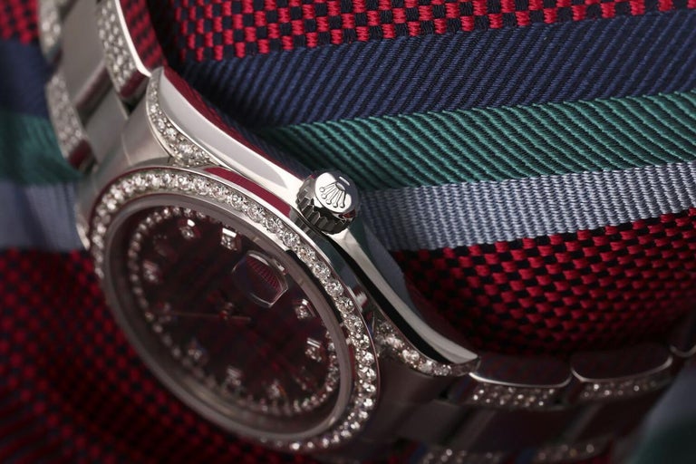 Rolex Black Pearl String Datejust S/S Oyster Perpetual Diamond Side ...