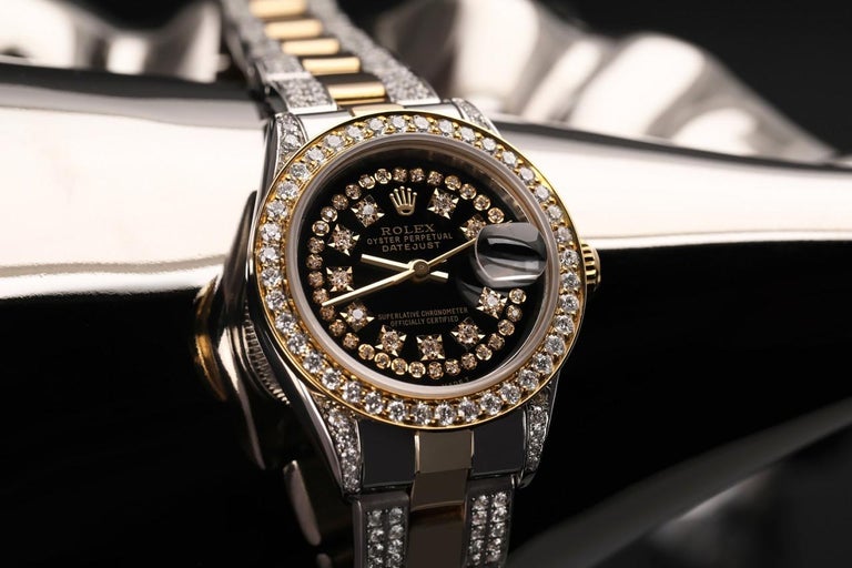 Rolex Black String RT 26 Datejust Oyster Two Tone 18K Gold + SS + Side ...